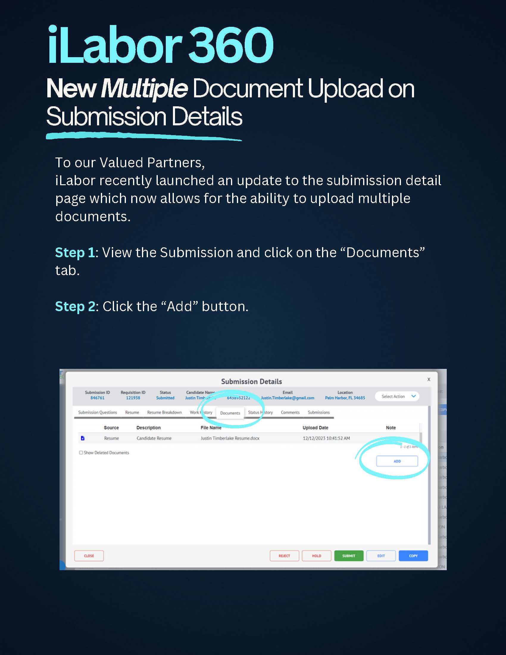How to upload additional documents to a submission – iLabor