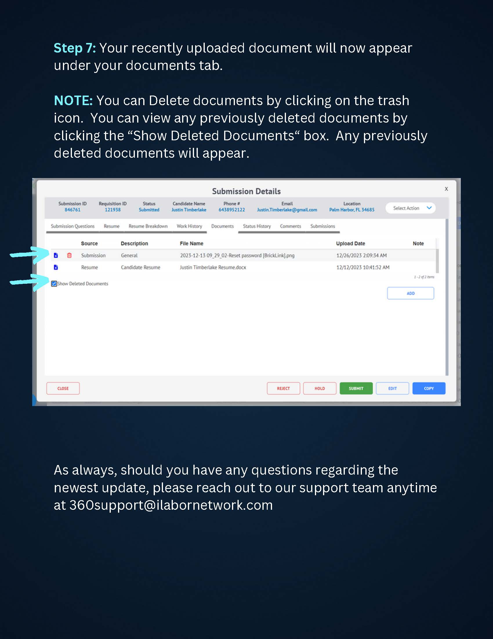 How to upload additional documents to a submission – iLabor